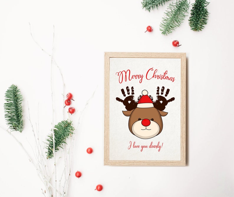 Christmas Reindeer Handprint Art, I Love Your Dearly Merry Christmas ...