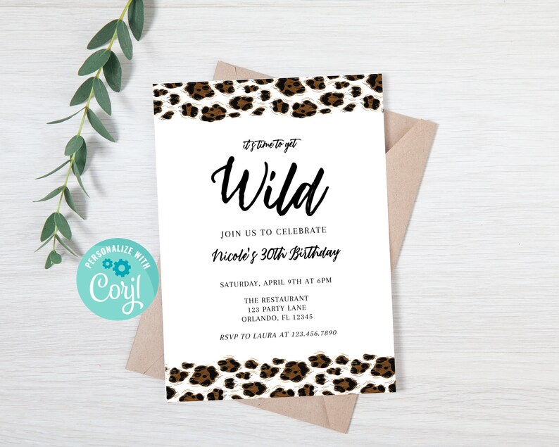 Time to Get Wild Party Invitation Leopard Print Invite - Etsy