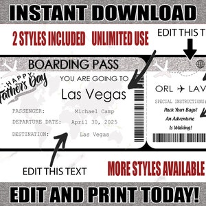 Boarding Pass Ticket Father's Day, Airplane Ticket Printable Boarding ...