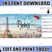 Paris Boarding Pass Ticket, Printable Airline Ticket Trip Reveal ...