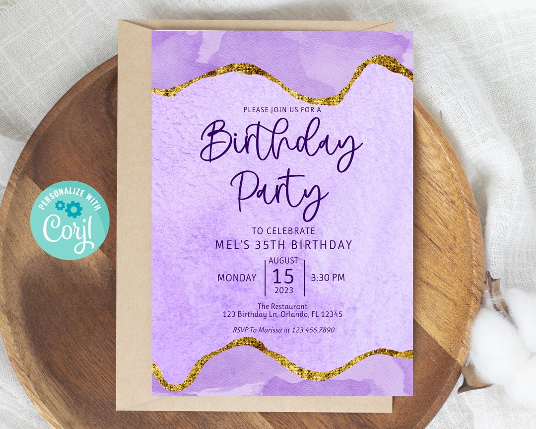 Purple Birthday Invitation, Purple Lover Birthday, Party Invite ...
