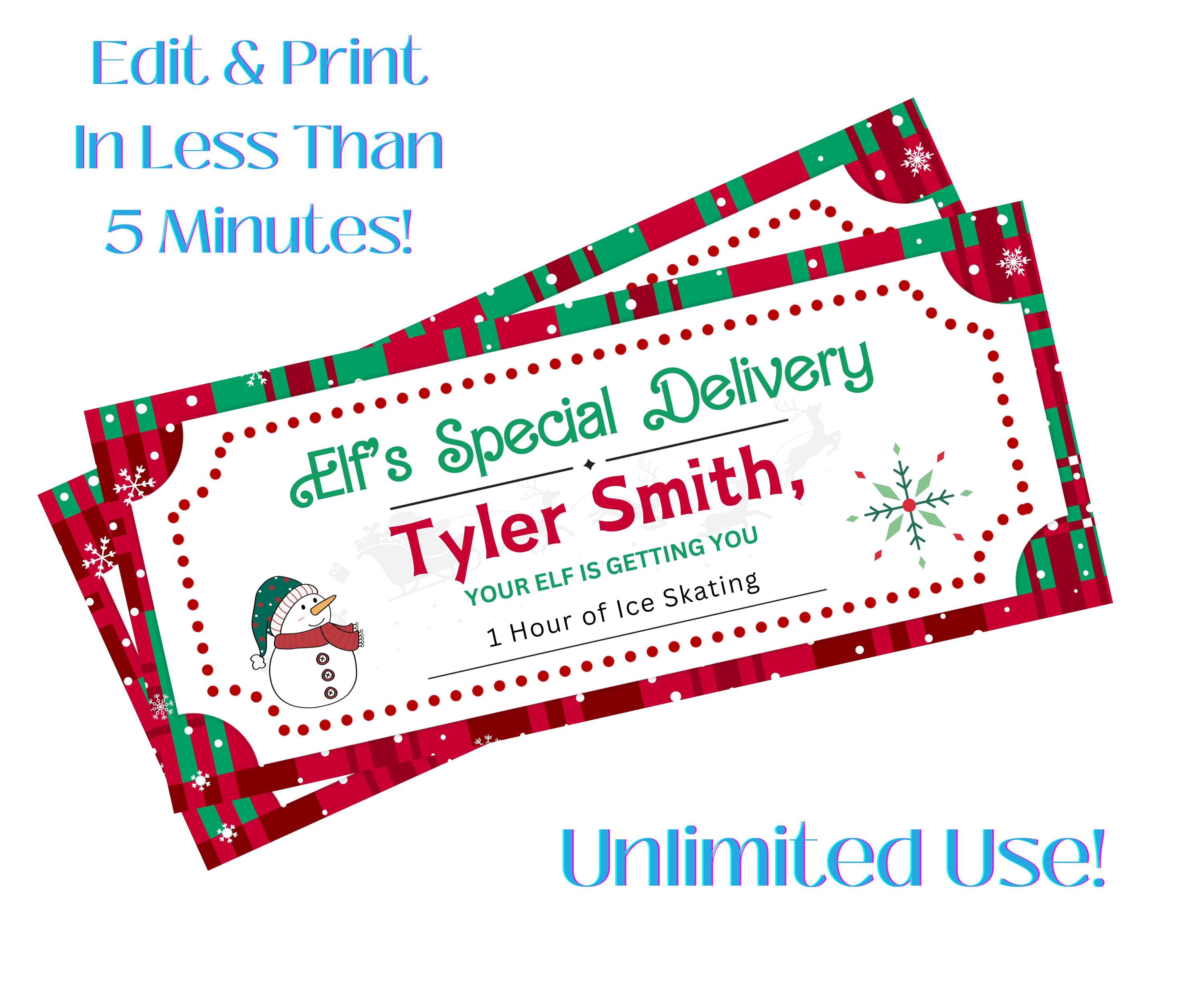 Editable Elf Ticket, Gift From Elf, Christmas Gift Voucher, Stocking ...