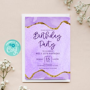 Purple Birthday Invitation, Purple Lover Birthday, Party Invite ...