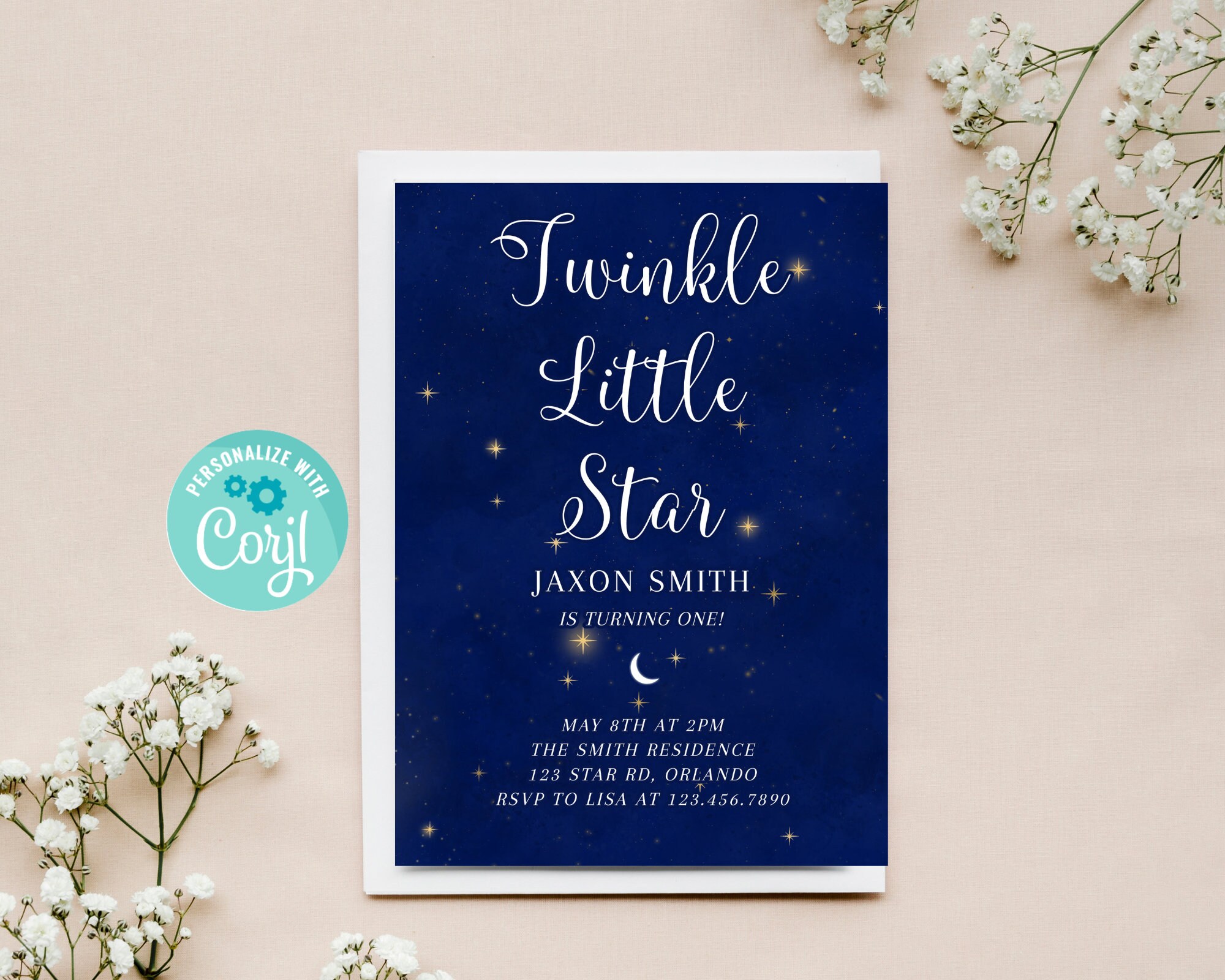 Twinkle Little Star Birthday Invitation Star Editable - Etsy