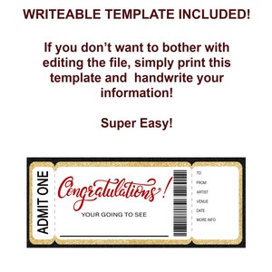 Editable Ticket Template, Congratulations Ticket, Birthday Gift Ideas ...