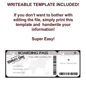 Boarding Pass Ticket Father's Day, Airplane Ticket Printable Boarding ...