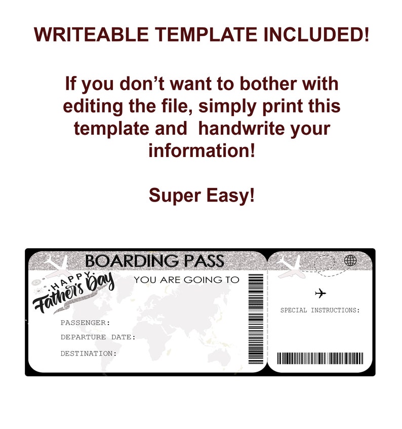 Boarding Pass Ticket Father's Day Airplane Ticket - Etsy