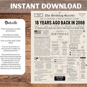 18th Birthday Newspaper Sign, 18th Birthday Gift for Kids, What ...
