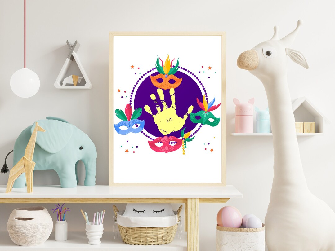 Mardi Gras Handprint Art, Happy Mardi Gras, Fat Tuesday, Gift From Kids ...