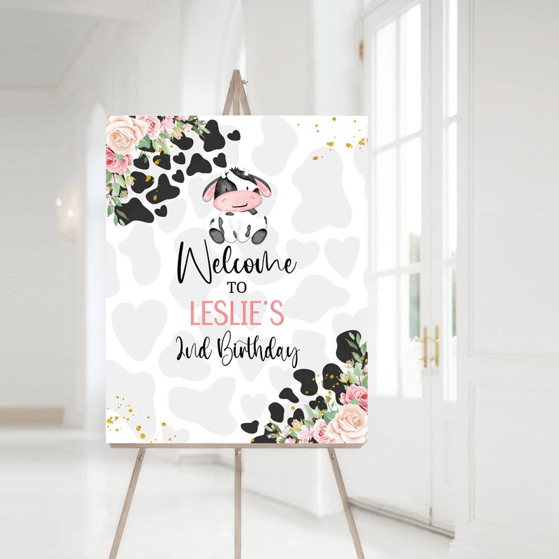 Editable Cow Party Welcome Sign Printable Birthday Decor - Etsy