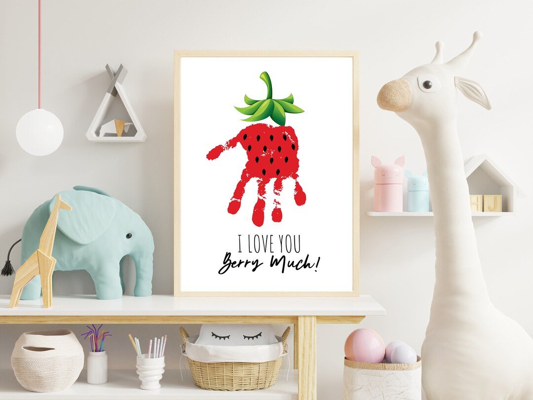 I Love You Berry Much, Valentine's Day Handprint Art, Strawberry ...