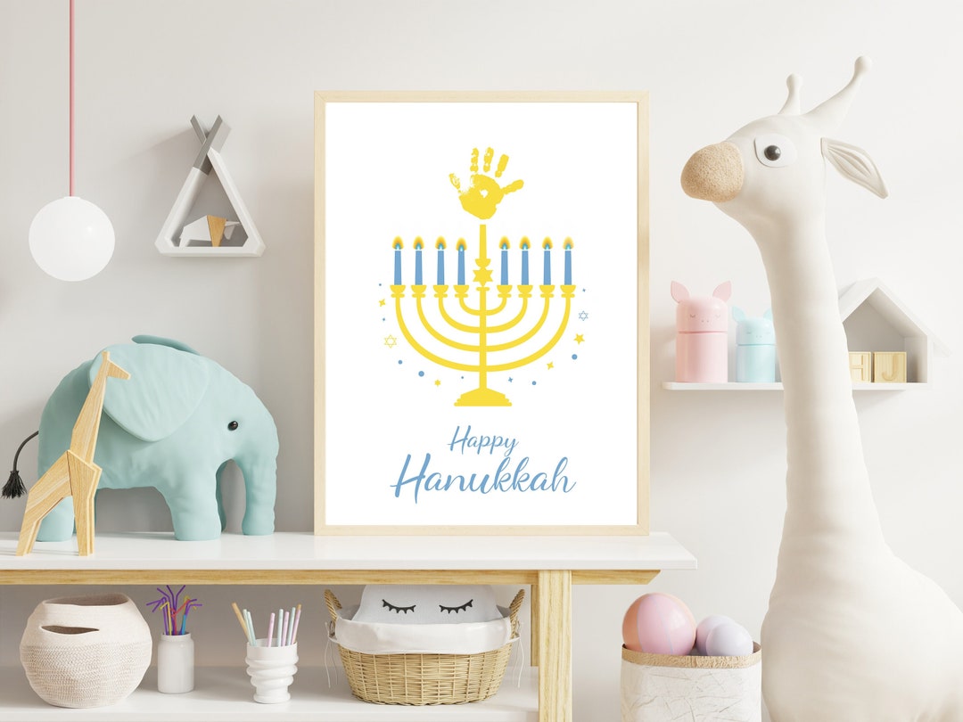 Happy Hanukkah Handprint Art, Menorah Kids Art, Gift From Kids ...