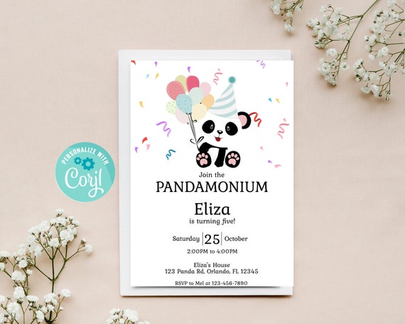 Editable Panda Birthday Party Invitation Pandamonium Birthday - Etsy