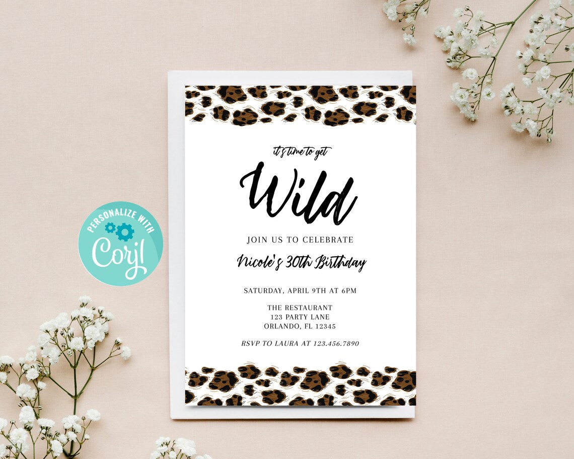 Time to Get Wild Party Invitation Leopard Print Invite - Etsy