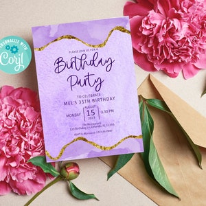 Purple Birthday Invitation, Purple Lover Birthday, Party Invite ...