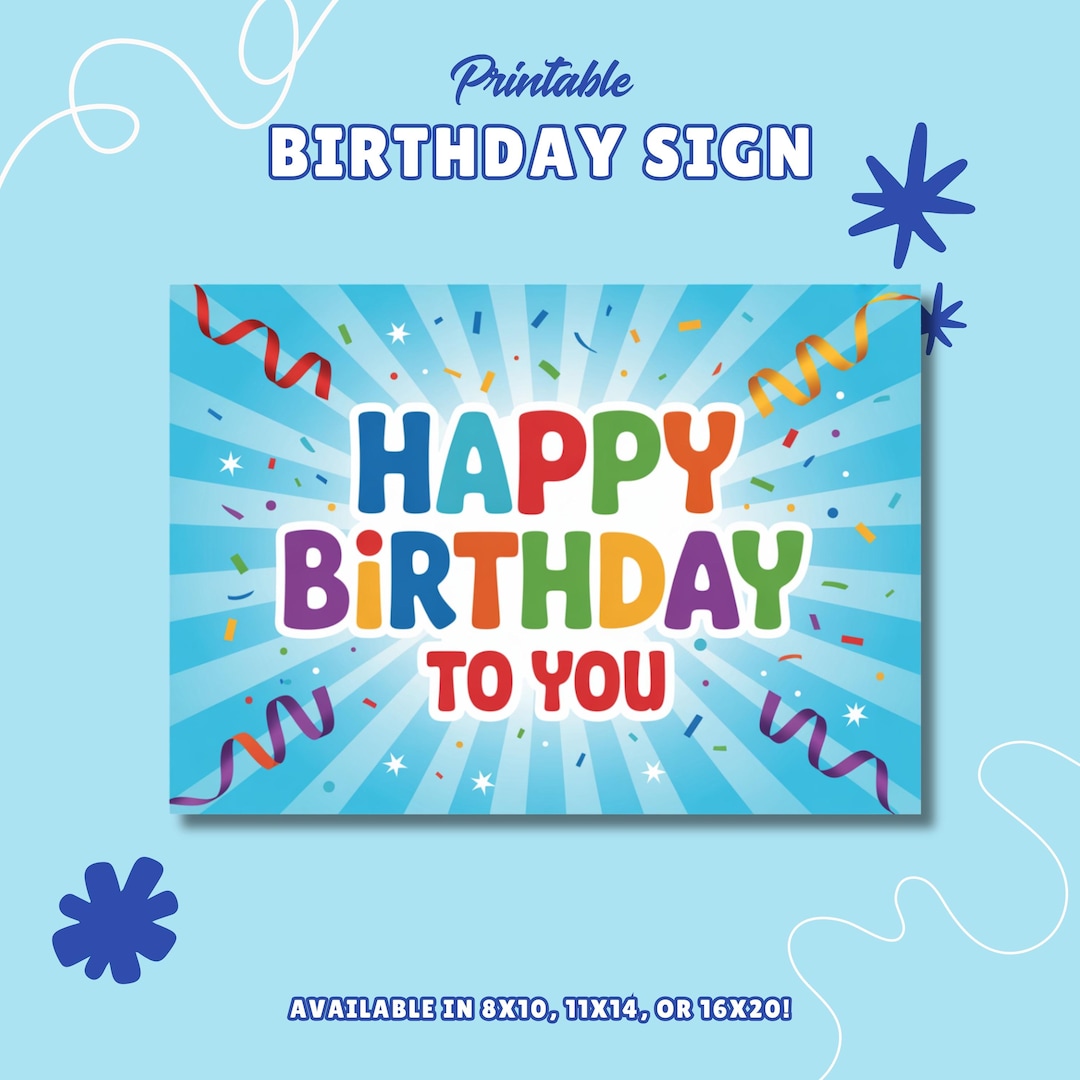 Printable Happy Birthday Confetti Sign, Available in Multiple Sizes ...