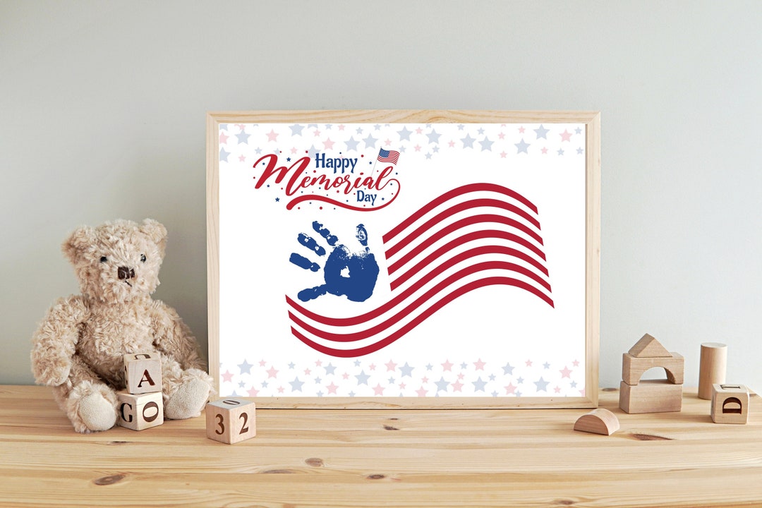 Memorial Day Handprint Kid Craft, Baby Handprint Art, DIY Kids ...