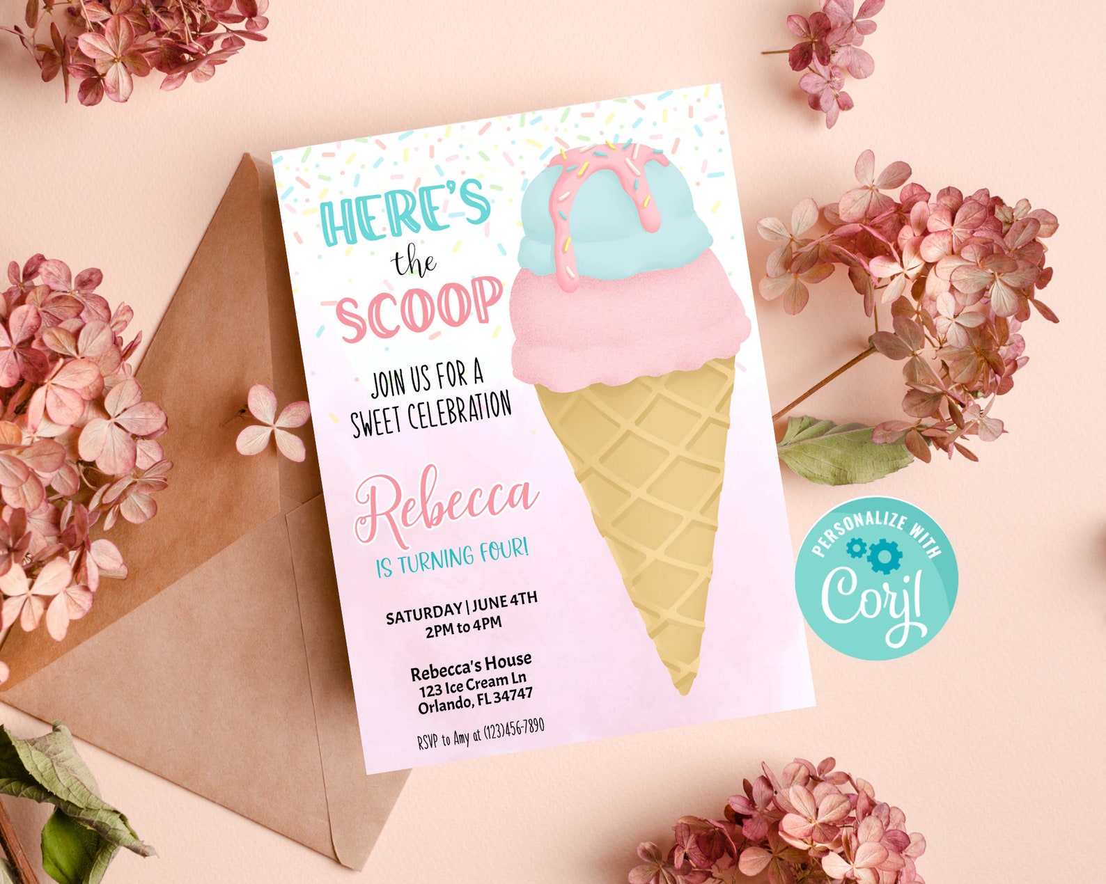 Ice Cream Invitation Ice Cream Party Invitation Ice Cream - Etsy