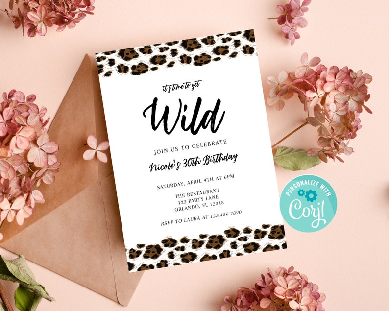 Time to Get Wild Party Invitation Leopard Print Invite - Etsy