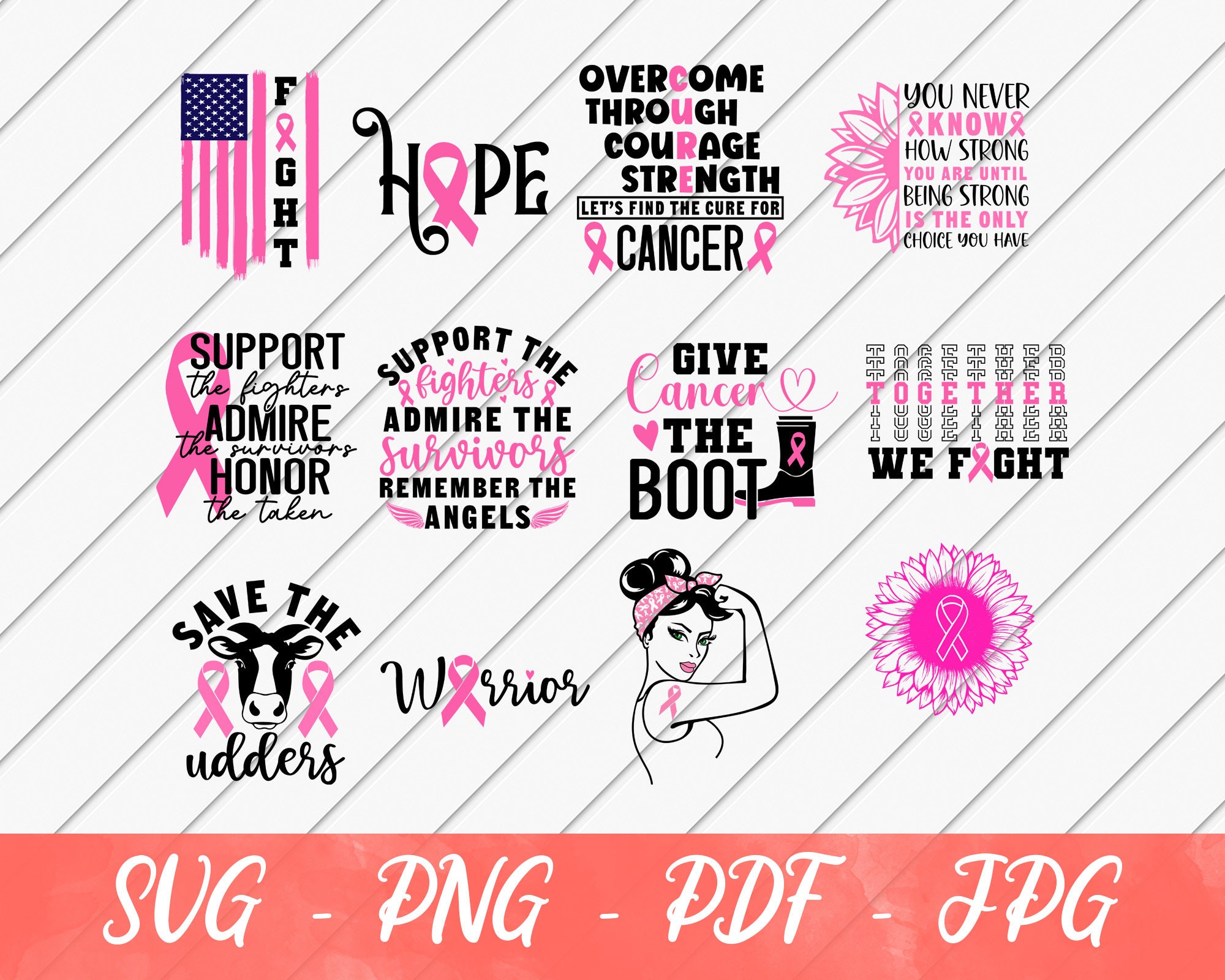 Breast Cancer Strong Bundle SVG SVG Bundle October Breast - Etsy