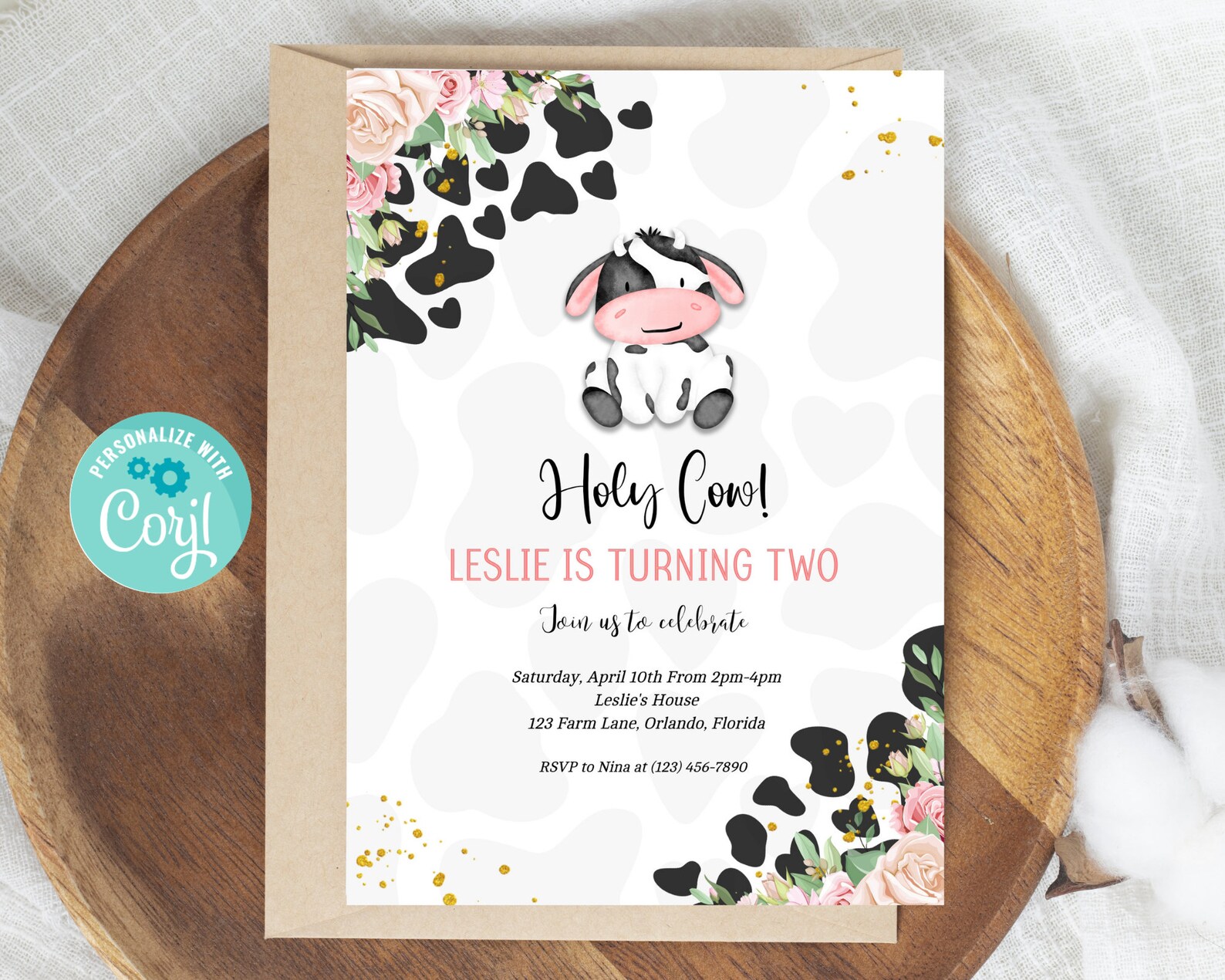 Editable Cow Birthday Party Invitation Holy Cow Birthday - Etsy