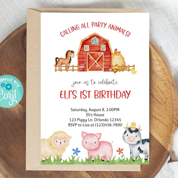 Farm First Birthday Invitation - Etsy