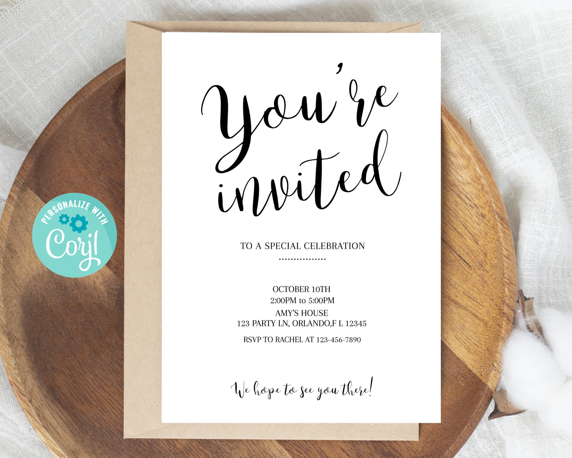 Editable Invitation Minimalist Invitation Simple Party - Etsy