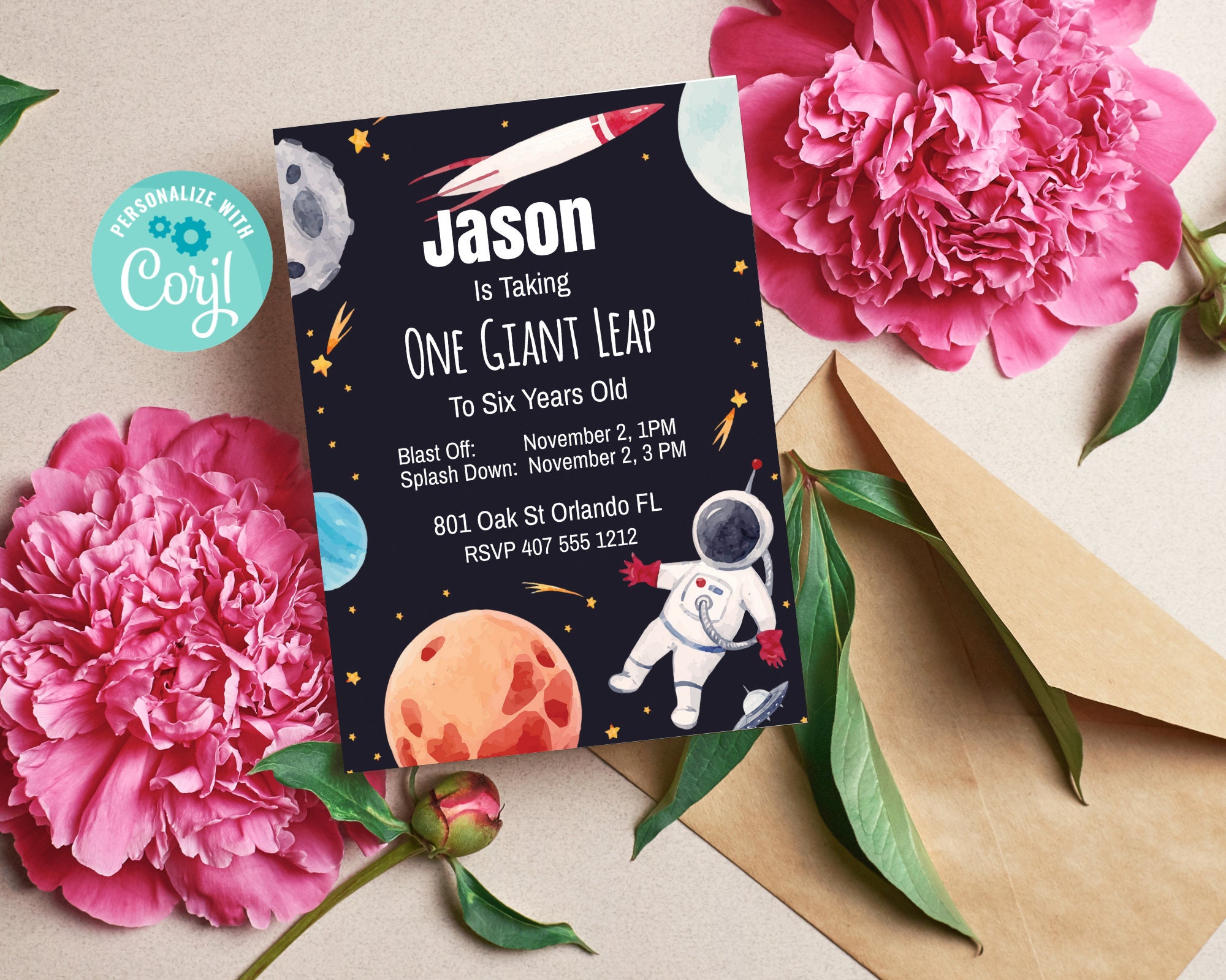 Astronaut Birthday Invitation Galaxy Invitation Downloadable - Etsy