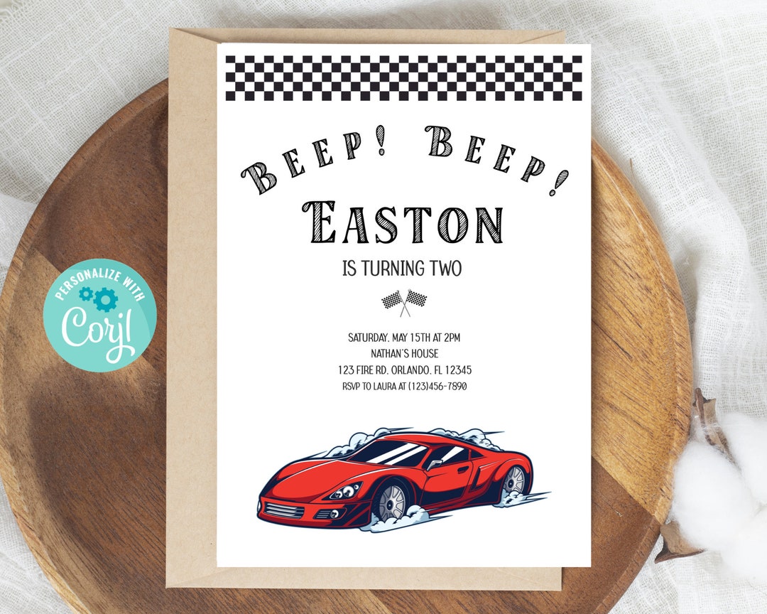 Race Car Birthday Invitation, Editable Birthday Invitation, Racing ...