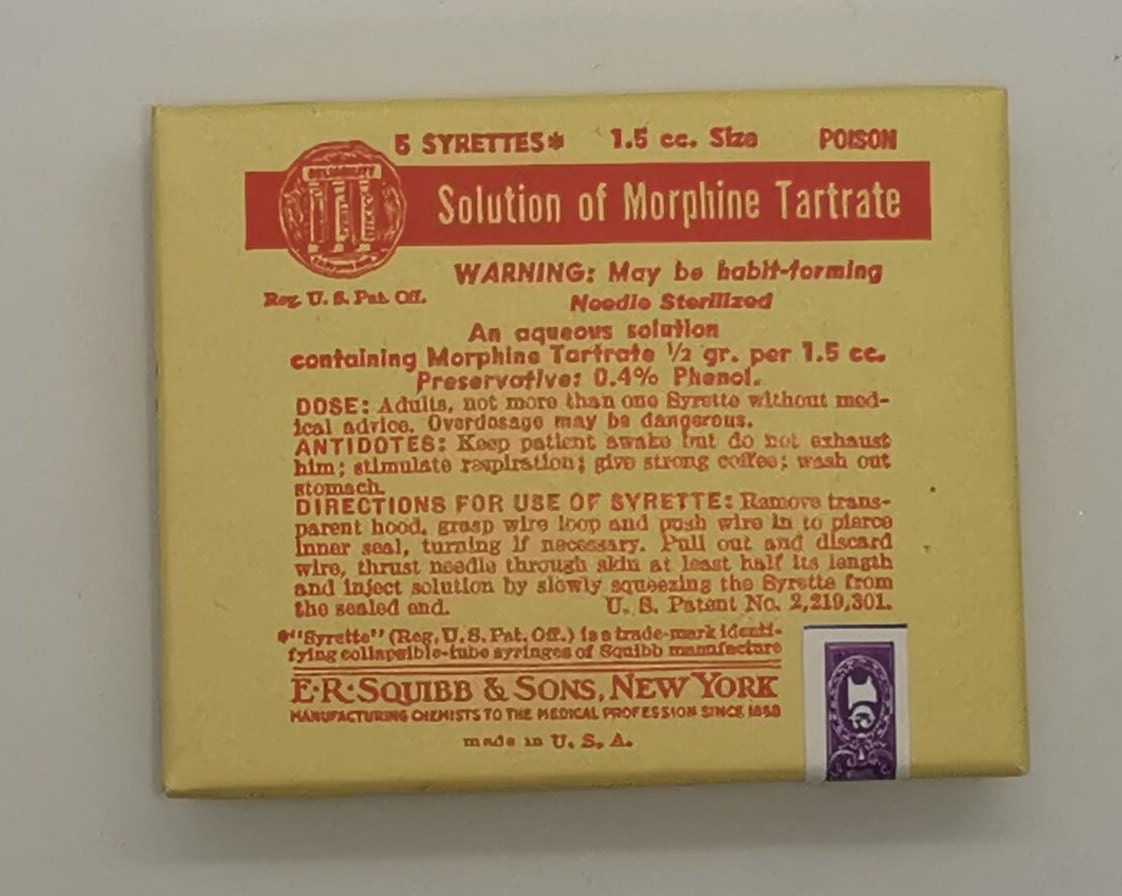 Reproduction Box for 5 Syrettes of Morphine US WW2 - Etsy