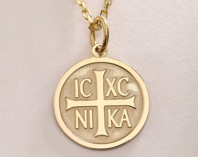Gold Coin Necklace, Byzantine Coin Pendant, ICXC NIKA Coin, Greek ...