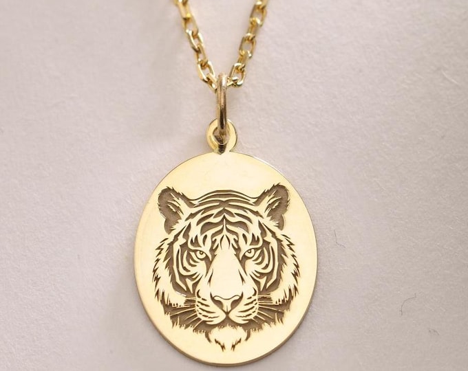 Dainty Gold Filled Tiger Pendant Necklace Small Tiger Charm Gold Fill ...