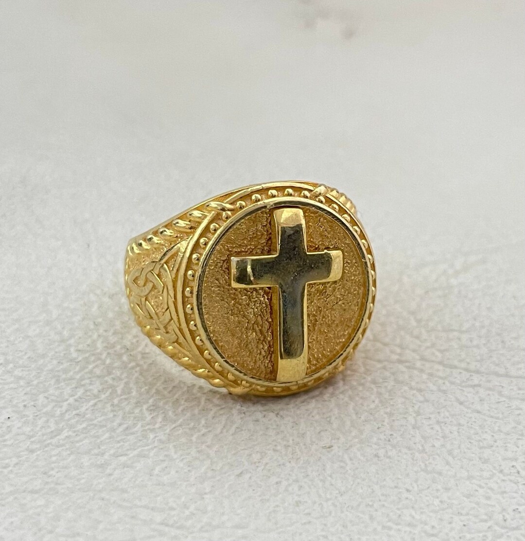 Gold Signet Cross Jesus Ring Cross Gold Messiah Jesus Ring - Etsy