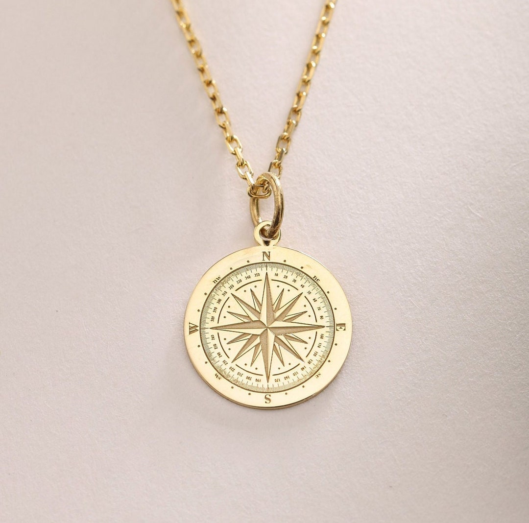 Compass Silver Pendant , Silver Compass Necklace , Nautical Travel ...