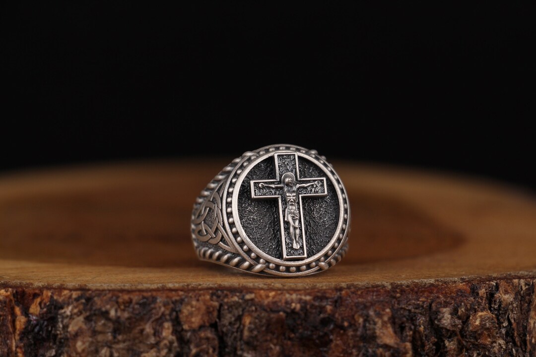Jesus Cross Mens Ring Silver Savior Jesus Ring Christian - Etsy