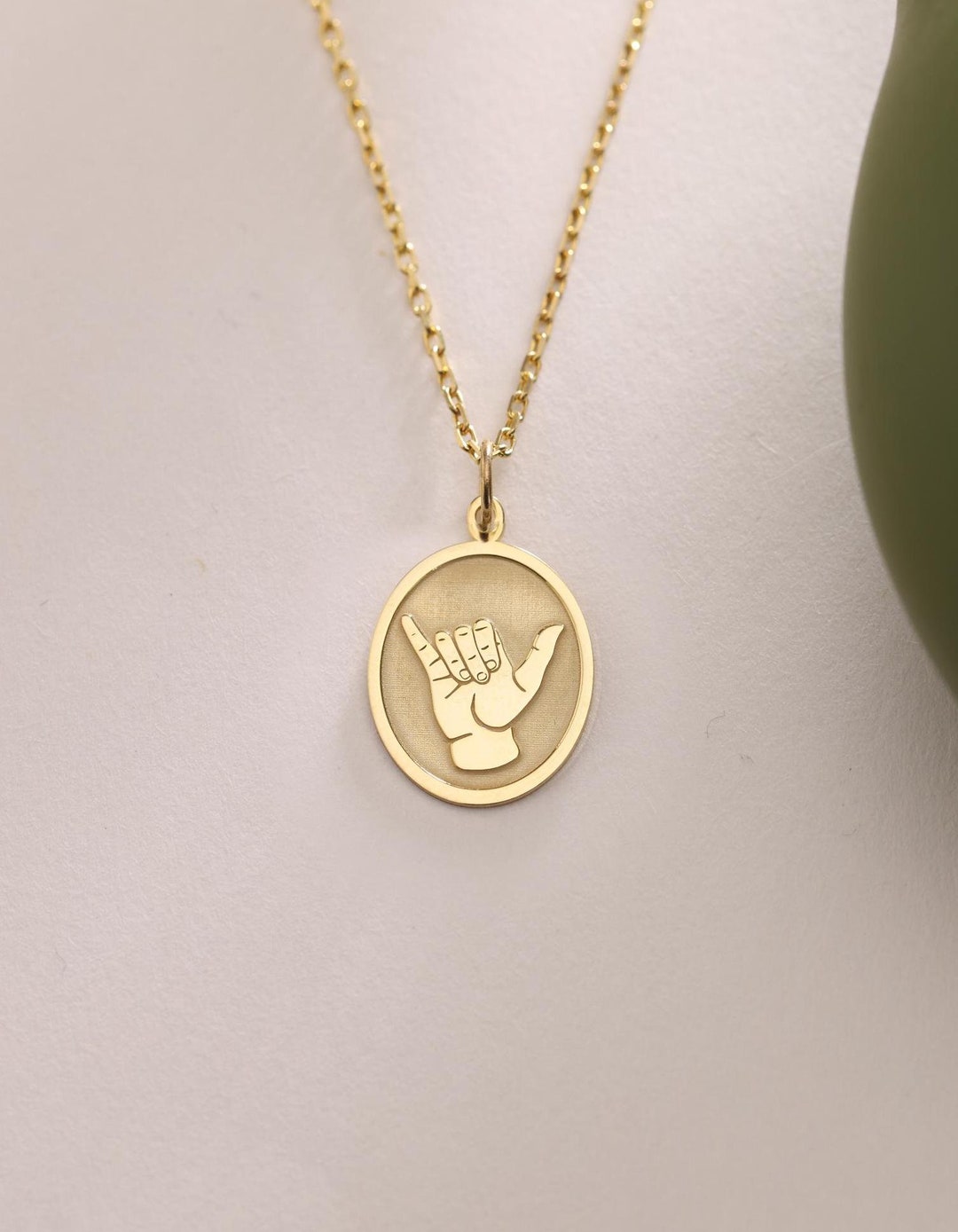 Shaka Aloha Silver Pendant , Silver Shaka Aloha Necklace , Shaka Aloha ...