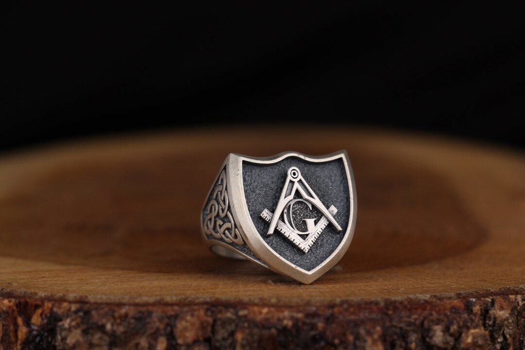 Masonic Handmade Sterling Silver Men Signet Ring , Freemason Symbol ...