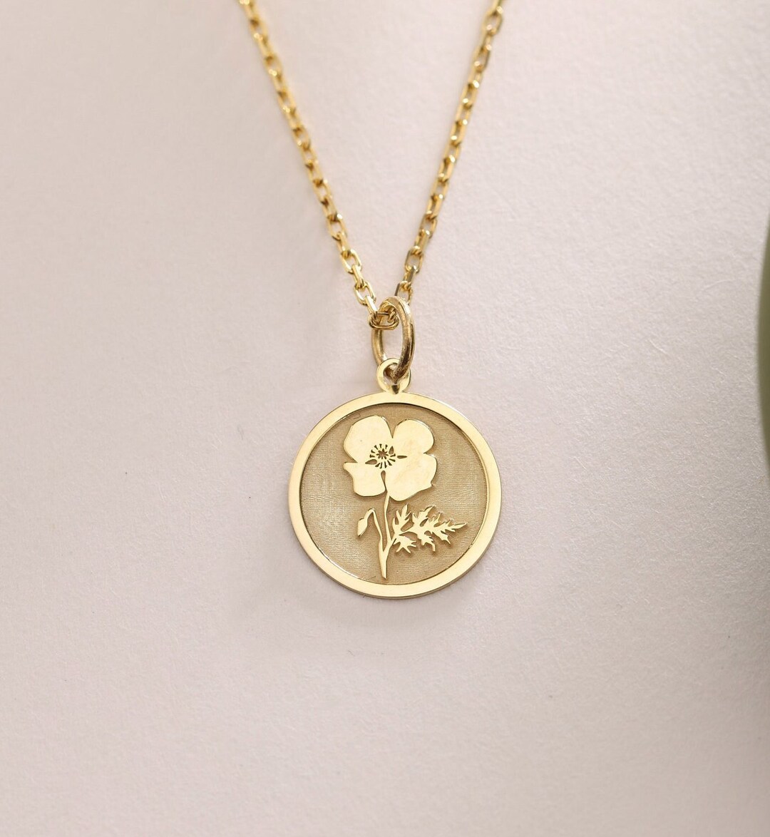 Poppy Flower Pendant , Silver Poppy Flower Necklace , August Birth ...