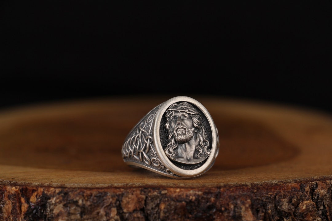 Jesus Ring , Silver Savior Jesus Ring , Cross Christian Jewelry ...