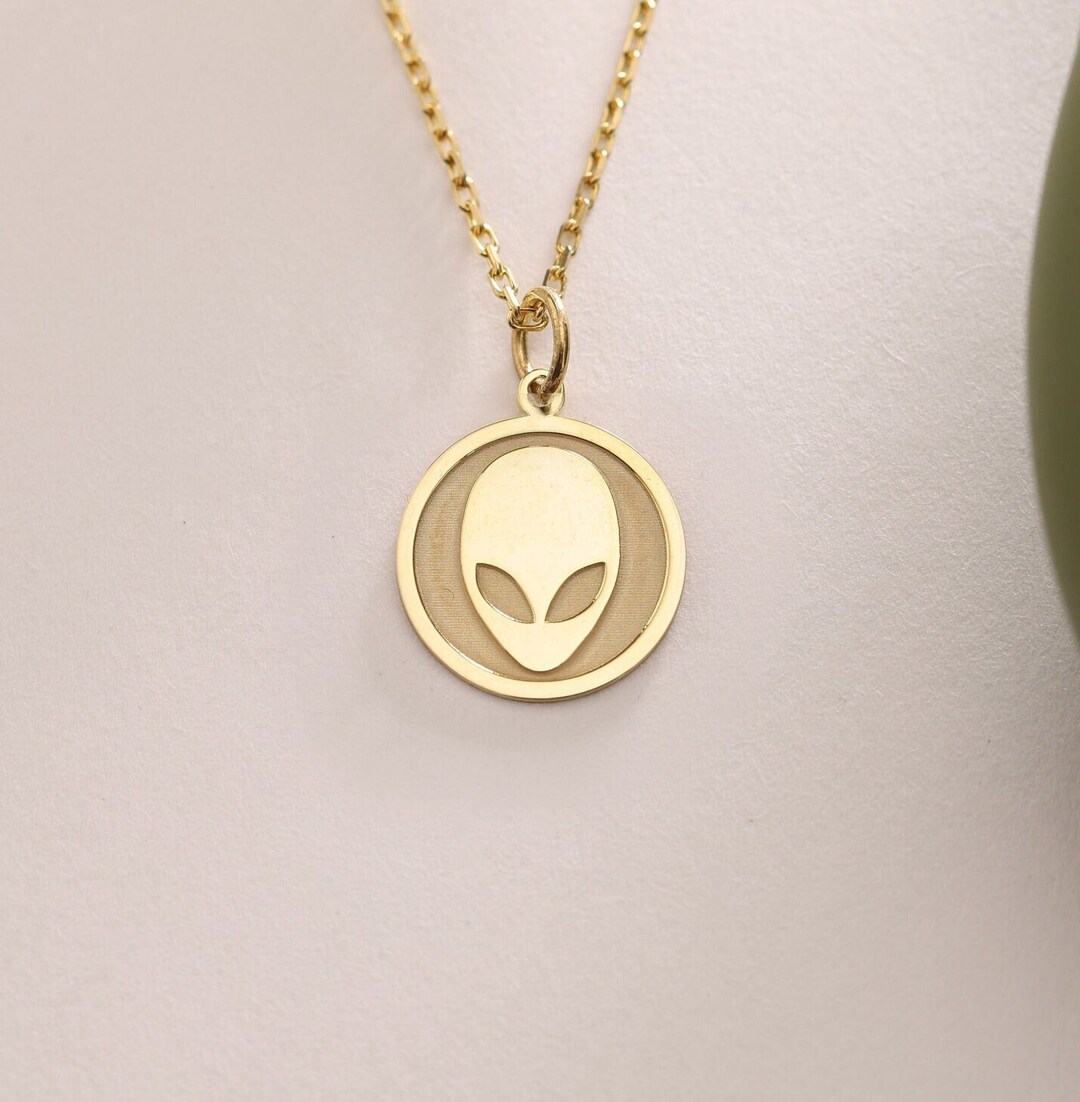 Alien Pendant , Silver Alien Necklace , Alien Charm Silver , Alien ...