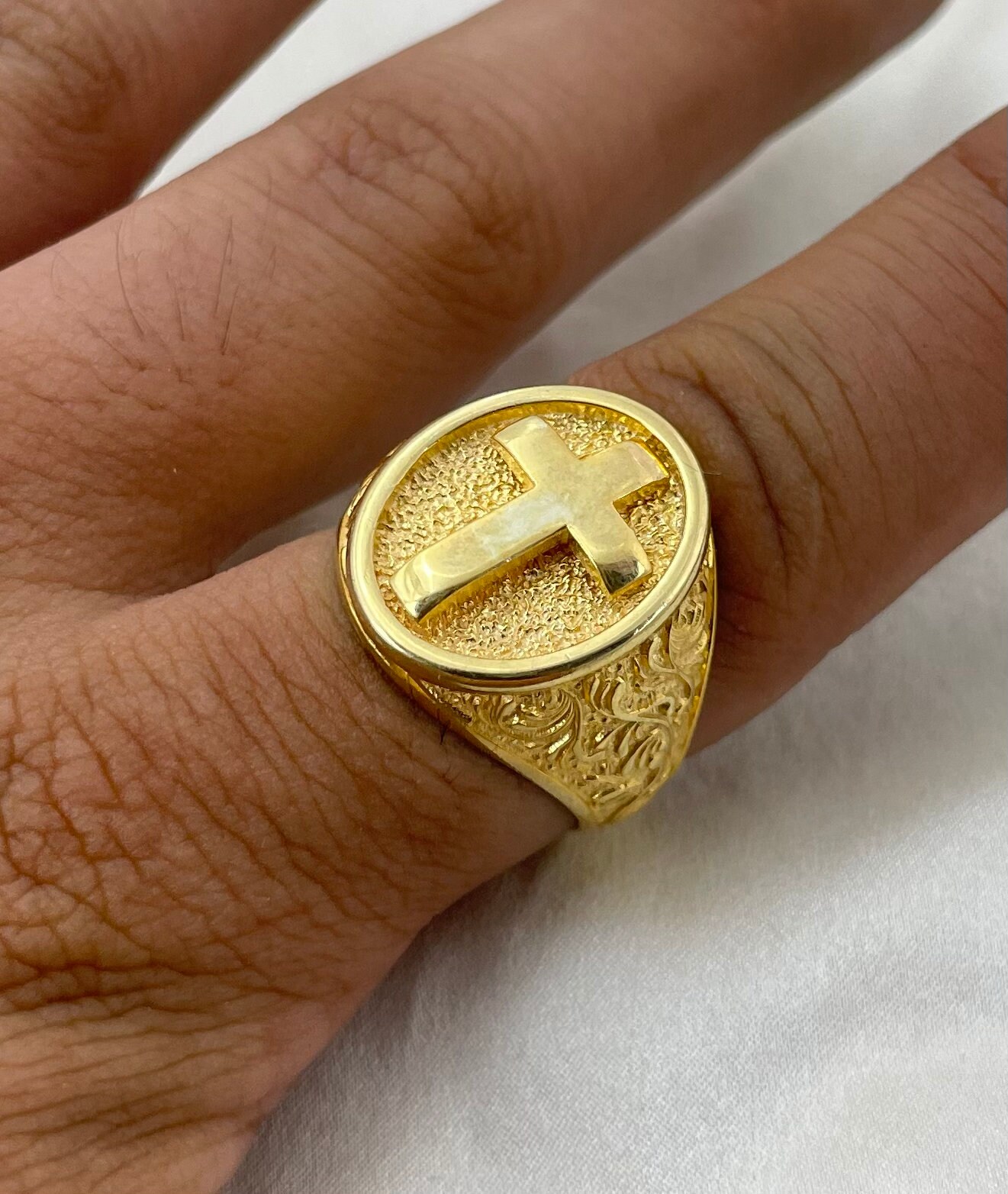 Gold Signet Cross Jesus Ring Cross Gold Messiah Jesus Ring - Etsy