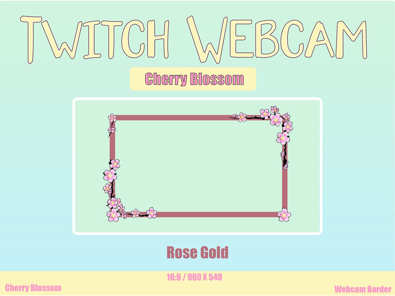 Cute Cherry Blossom Webcam Border, Thick Rose Gold Frame 16-9 - Etsy