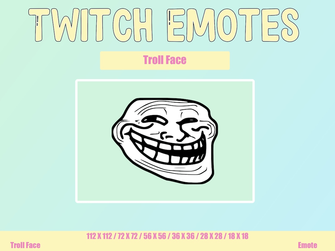Twitch Emote - Troll Face Meme | Funny Meme Emote | Cartoon Meme Emote ...