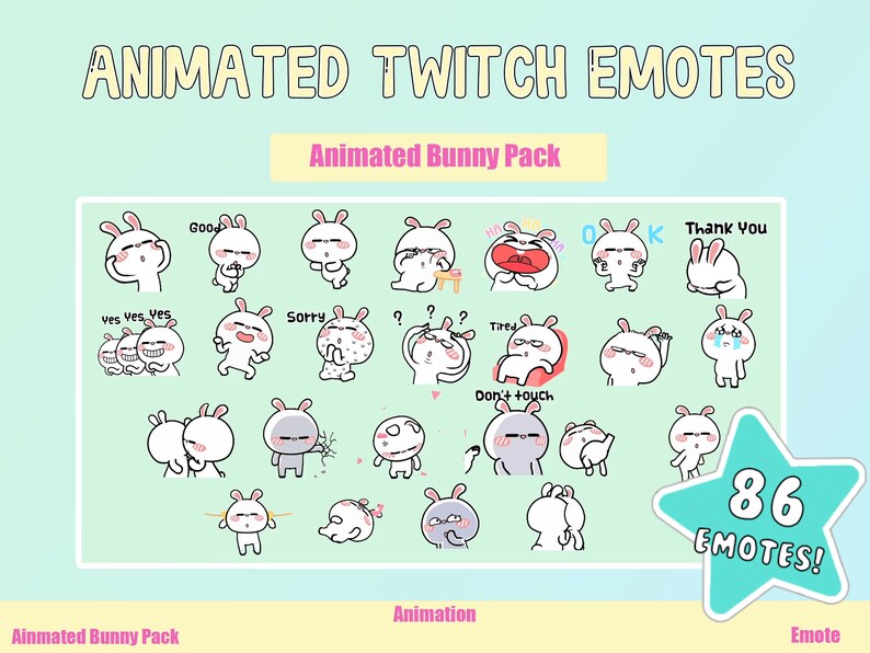 ANIMATED Emotions Bunny 86 Emotes! ULTRA Bundle for Twitch and Discord ...