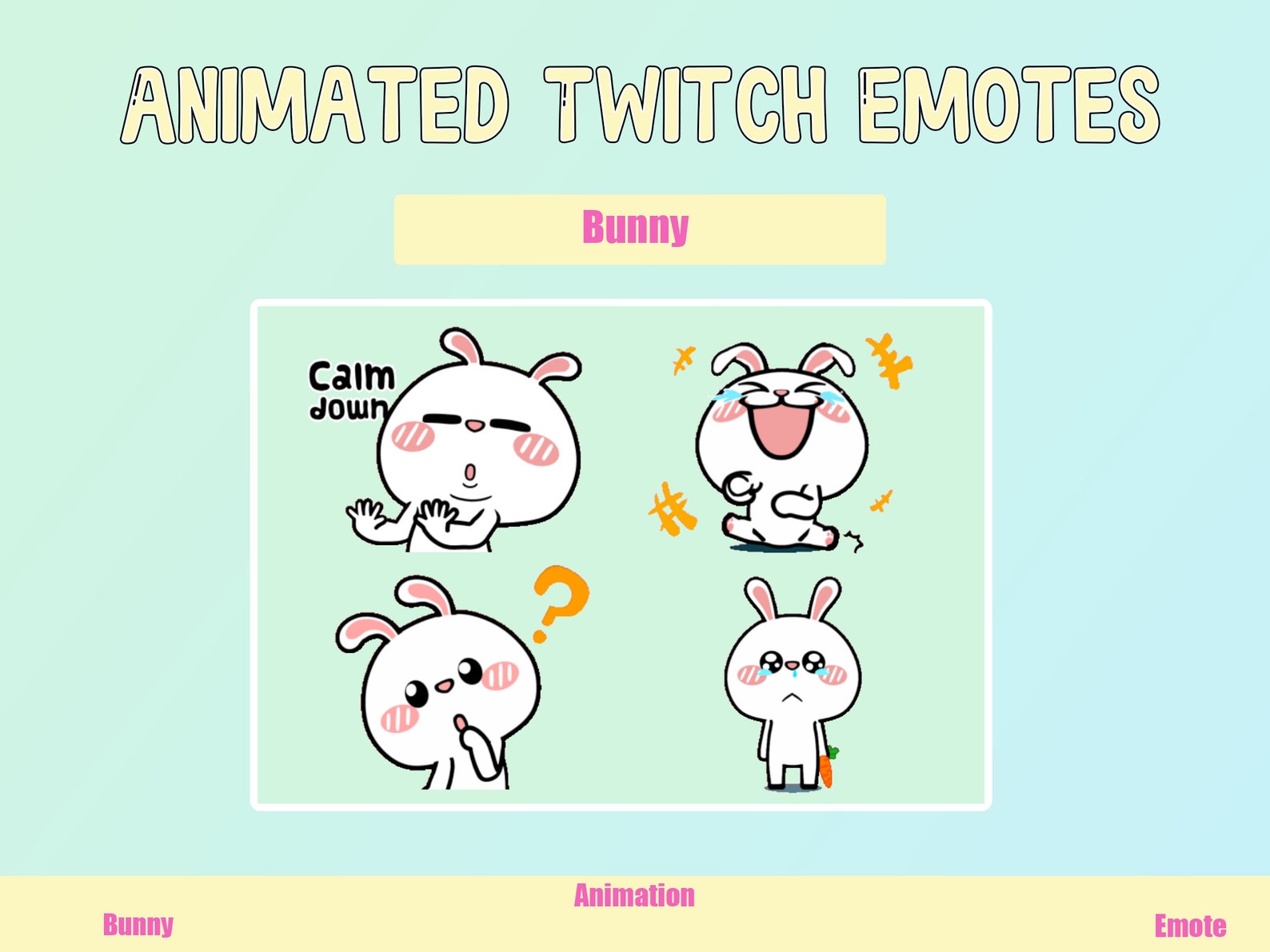 ANIMATED Emotions Bunny Emotes for Twitch and Discord ! Chibi Bunnies ...