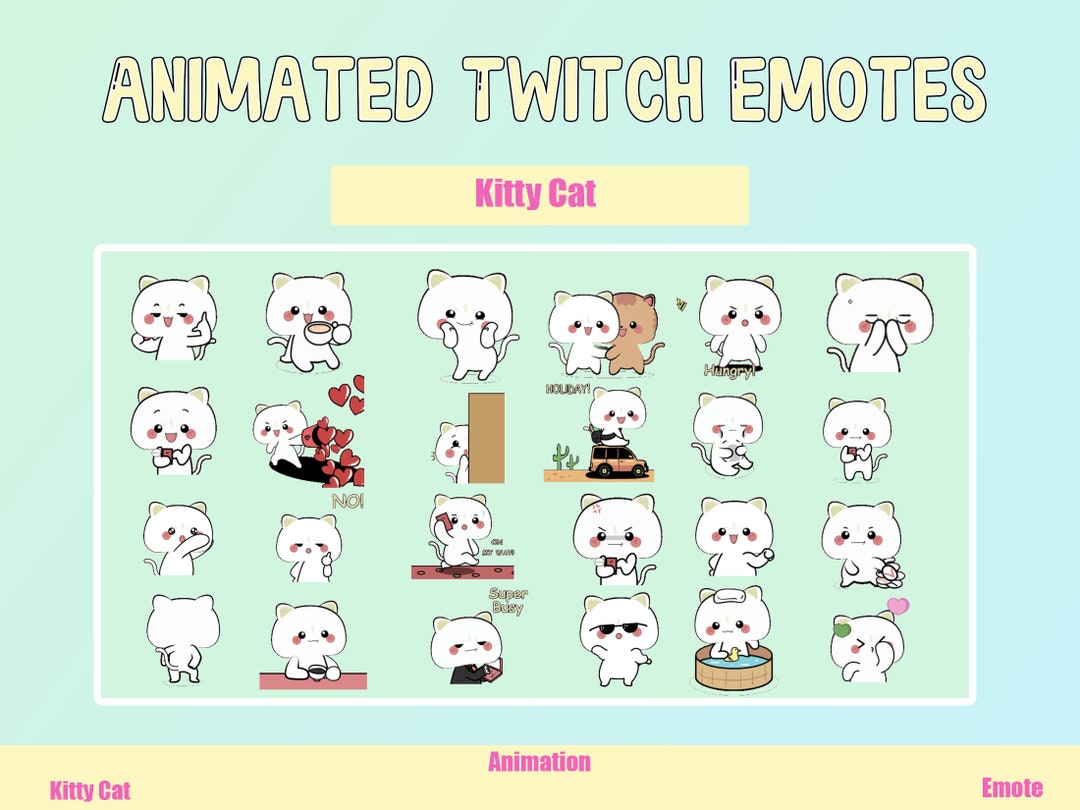 ANIMATED Kitty Cat Emotes MEGA Bundle for Twitch and Discord Cute Chibi ...