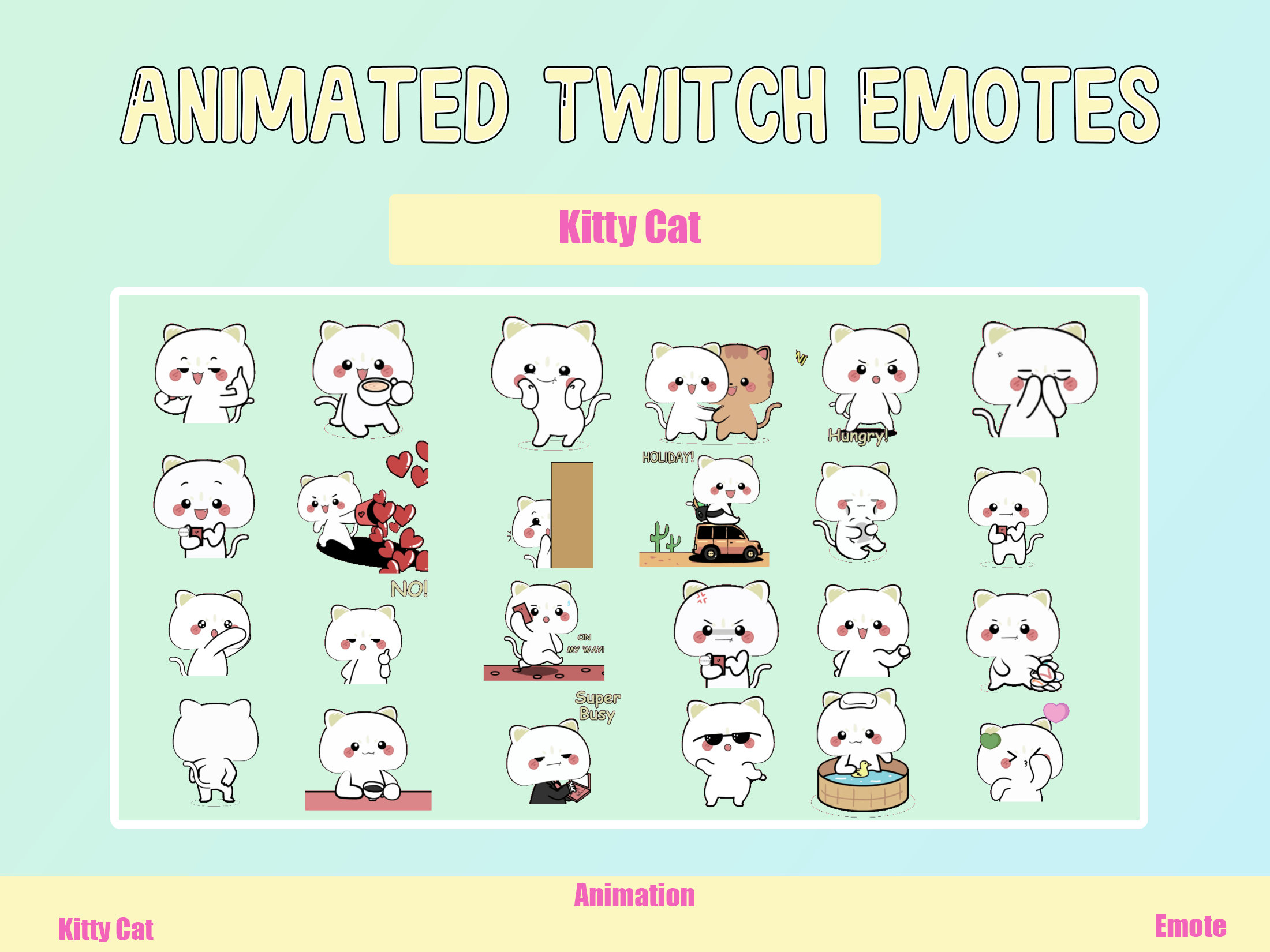 ANIMATED Kitty Cat Emotes MEGA Bundle for Twitch and Discord ! Cute ...