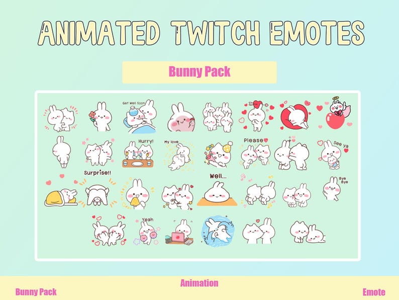 Animated Bunny Emotes for Twitch and Discord (GIF) - Etsy