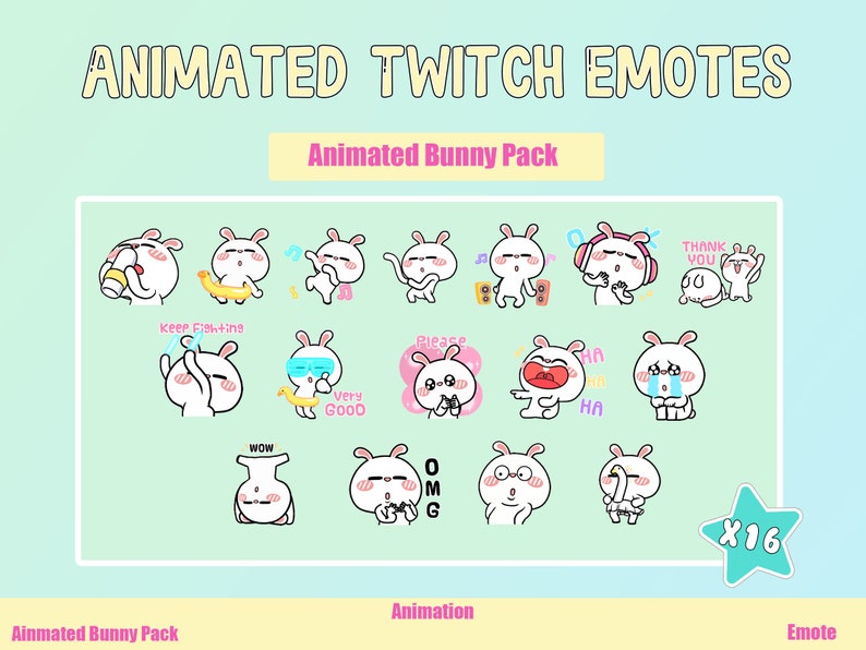 ANIMATED Pool Party Bunny Emotes MEGA Bundle for Twitch and Discord ...