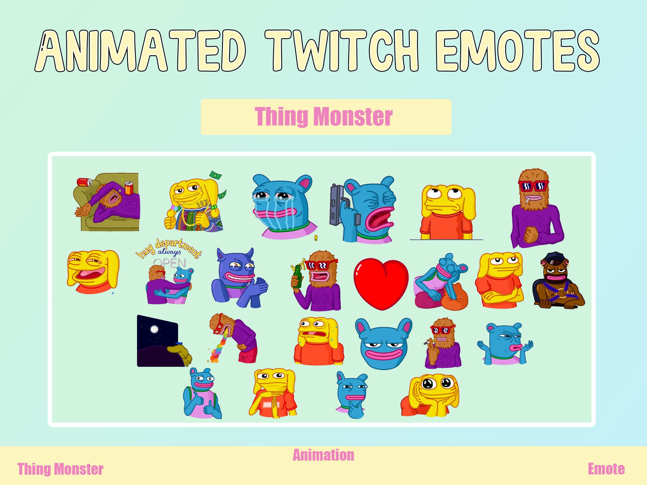 ANIMATED Monster Pack Emotes for Twitch and Discord ! Cute Chibi ...